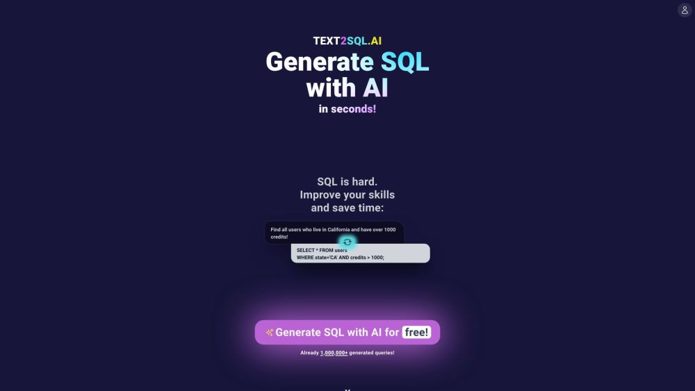 Text2SQL.AI - 产品信息, 评论, 定价 和 替代品 2023 | Toolify Text2SQL.AI - 产品信息, 评论, 定价 和 替代品 2023 | Toolify