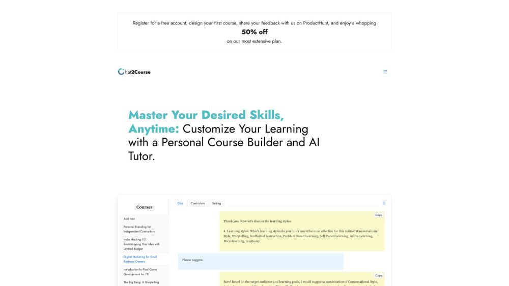 Chat2Course vs Nastia AI - compara las diferencias entre Chat2Course y ... Chat2Course vs Nastia AI - compara las diferencias entre Chat2Course y ...