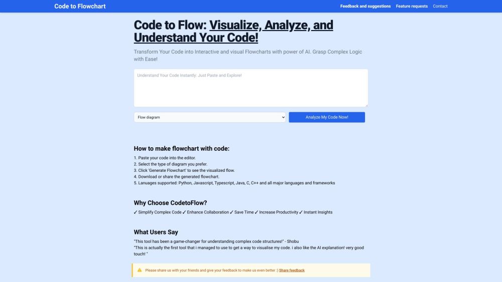 Code To Flow Ai Tool To Visualize Code As Interactive Flowcharts