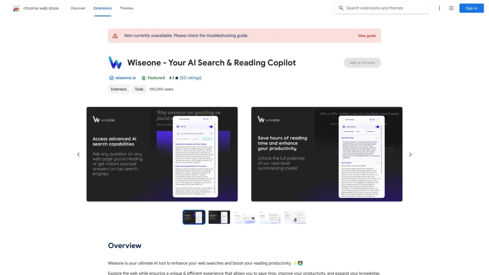 Wiseone ai chrome extension: install, download, users, alternative - Toolify