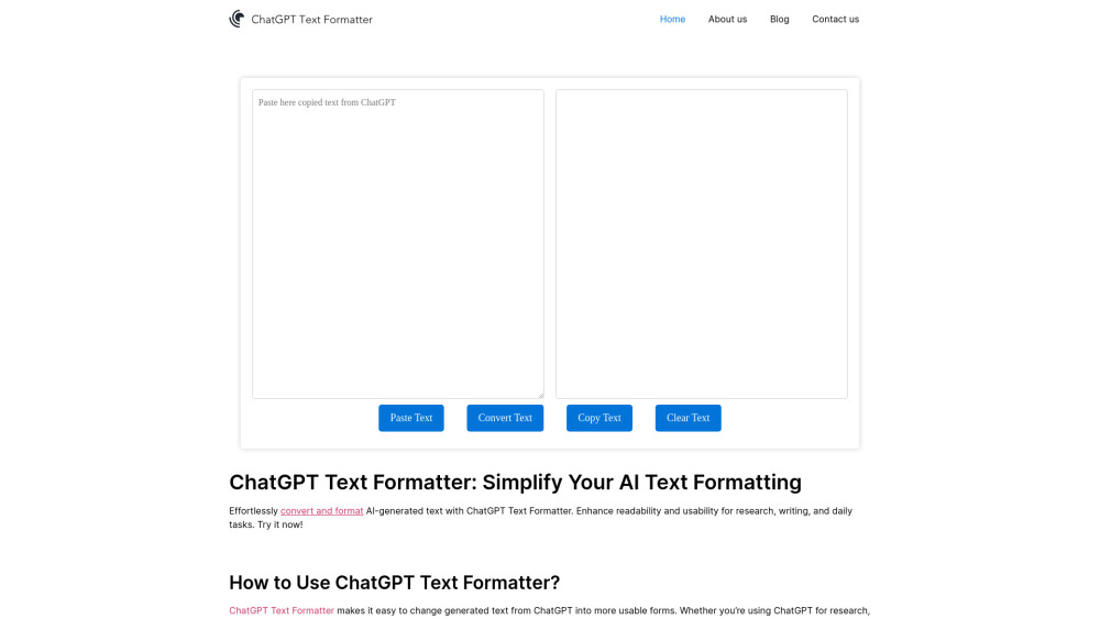 ChatGPT Text Formatter: AI text formatting tool ChatGPT Text Formatter: AI text formatting tool