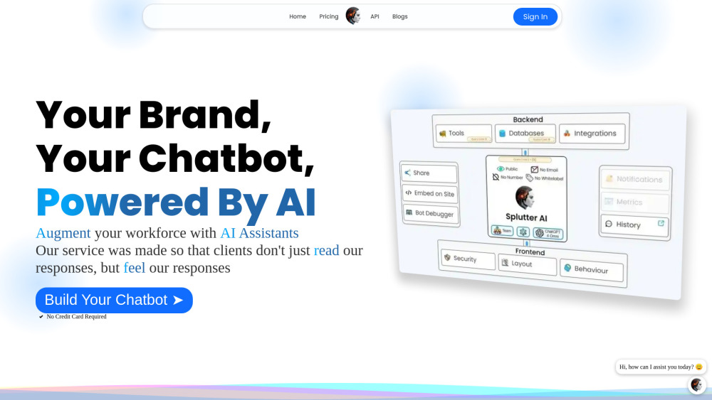 Splutter AI: A modular platform for customizable AI chatbots on multiple channels.