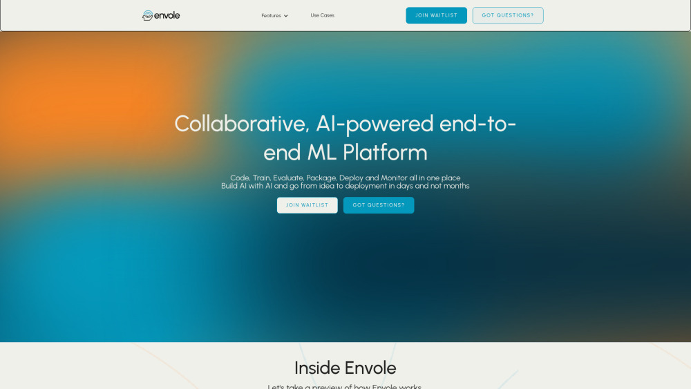 Envole: AI-driven platform for collaborative ML application development.