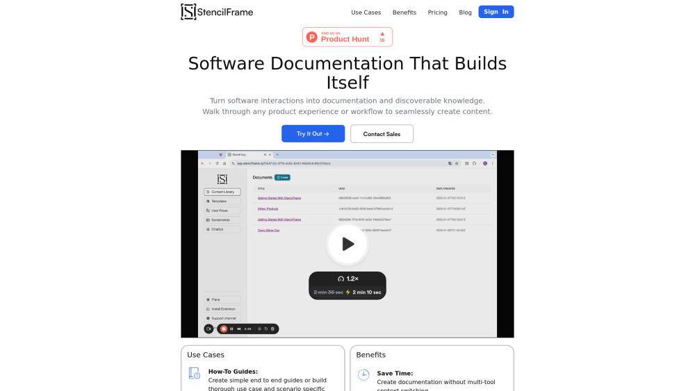 StencilFrame: Automated documentation tool capturing software interactions.