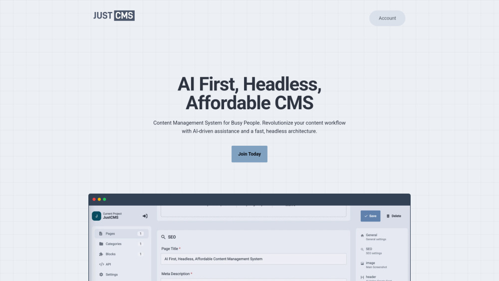 JustCMS: AI-first headless CMS for developers and content creators.