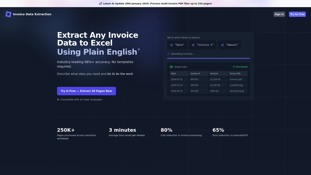 Invoice Data Extraction: AI tool for fast, accurate, template-free ...