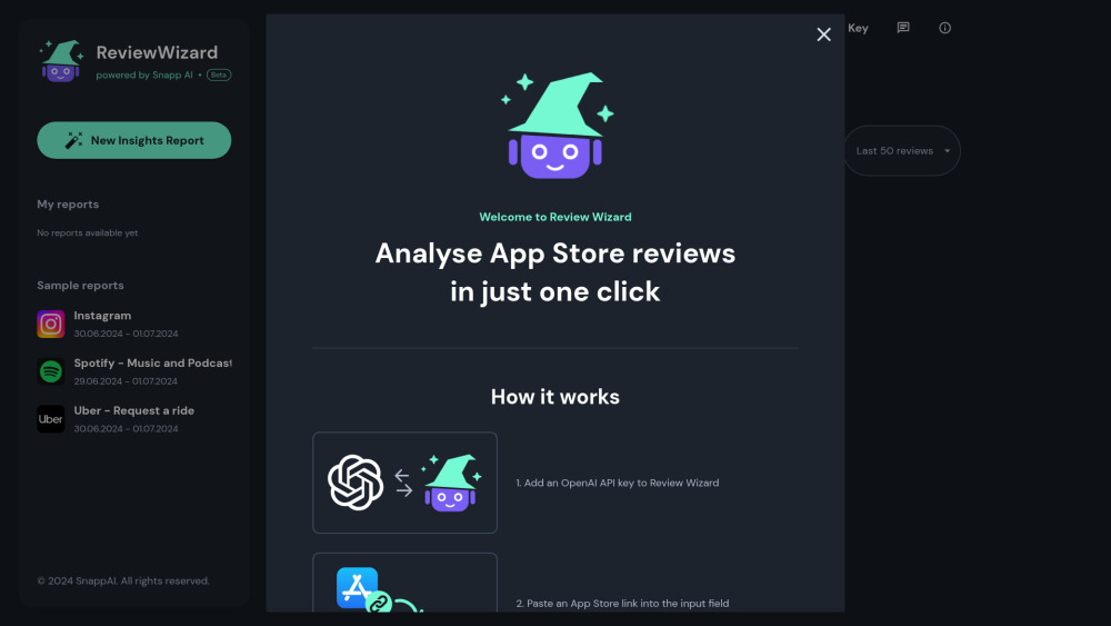 Review Wizard: 快速分析App Store评论，使用OpenAI API。