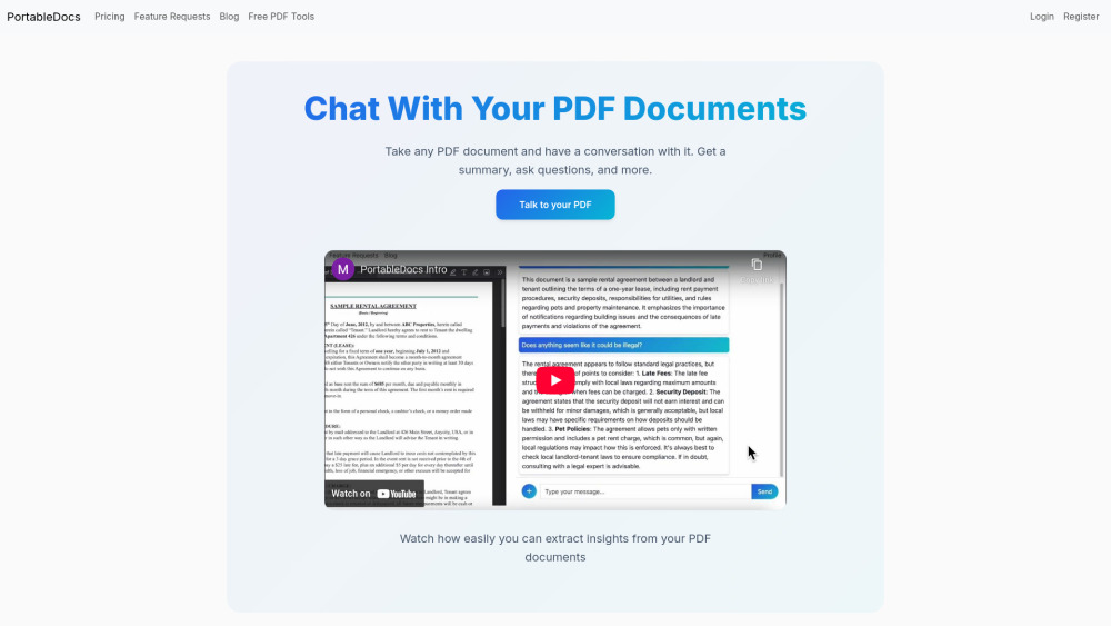 PortableDocs: AI enables conversational interactions with PDF documents.