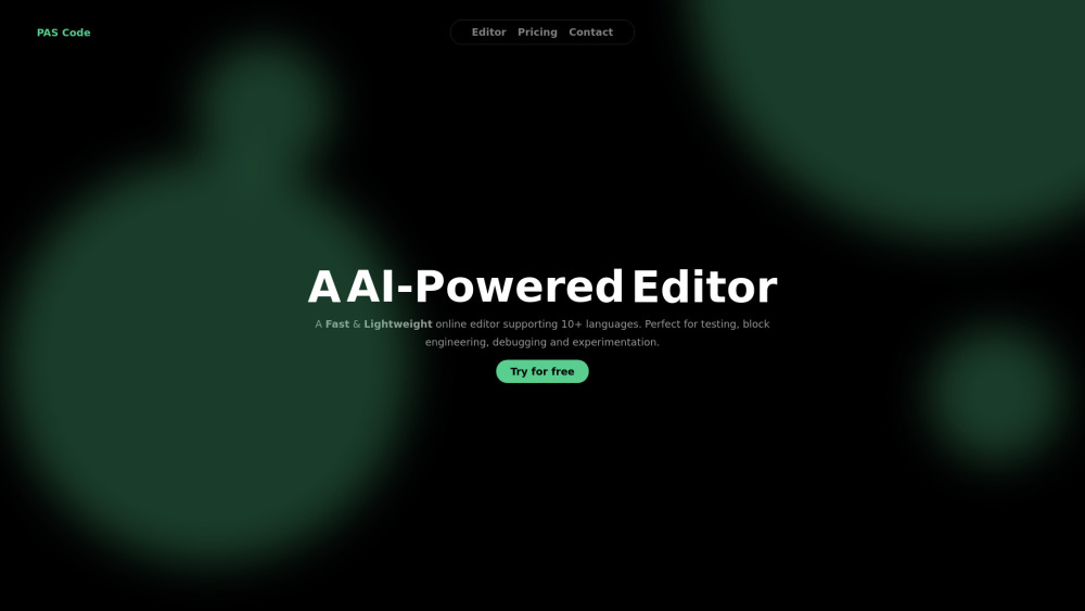 PAS Code: 輕量級的線上程式碼編輯器，支援多種語言。