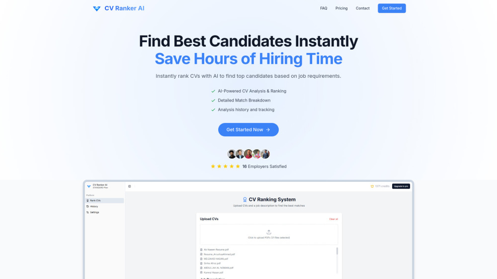 CV Ranker AI: AI tool for efficient CV analysis and candidate ranking.