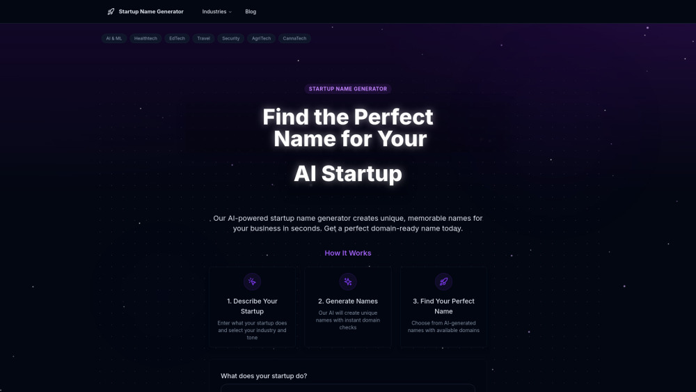 AI Startup Name Generator: AI tool for generating startup names with ...