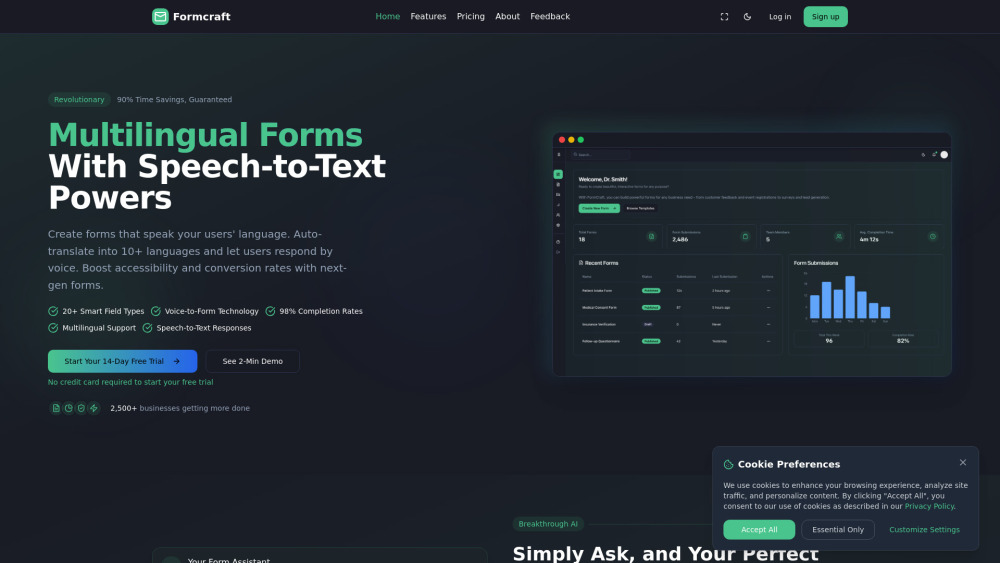 Formcraft: AI form builder for quick and sophisticated form creation.