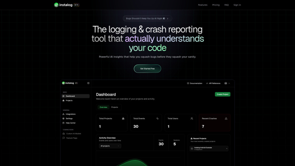Instalog: AI tool for log management and analytics for developers.