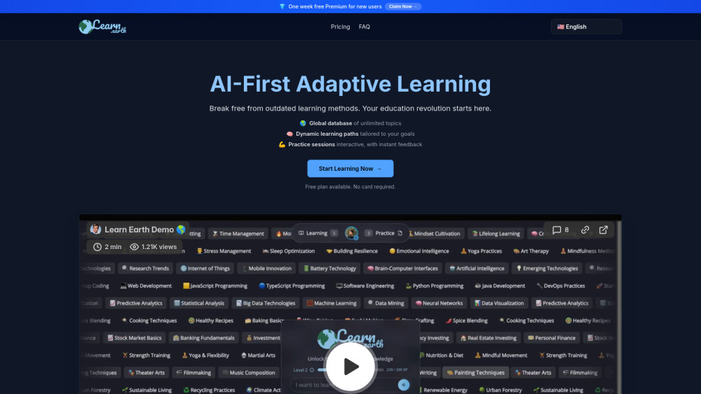 Learn Earth: AI-driven adaptive learning platform for personalized education.