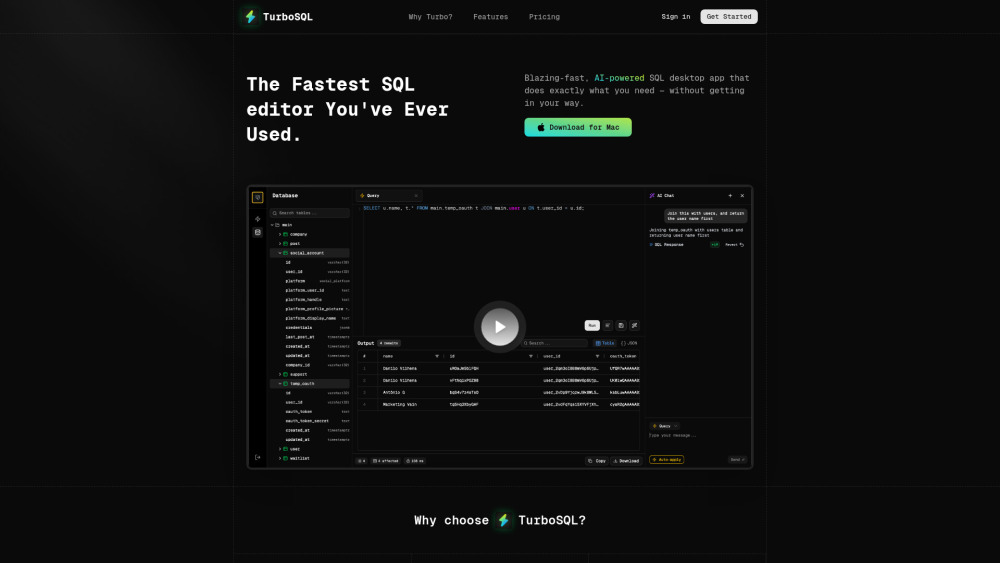 Turbosql Ai Powered Sql Desktop App For Fast And Efficient Database Management And Query Writing