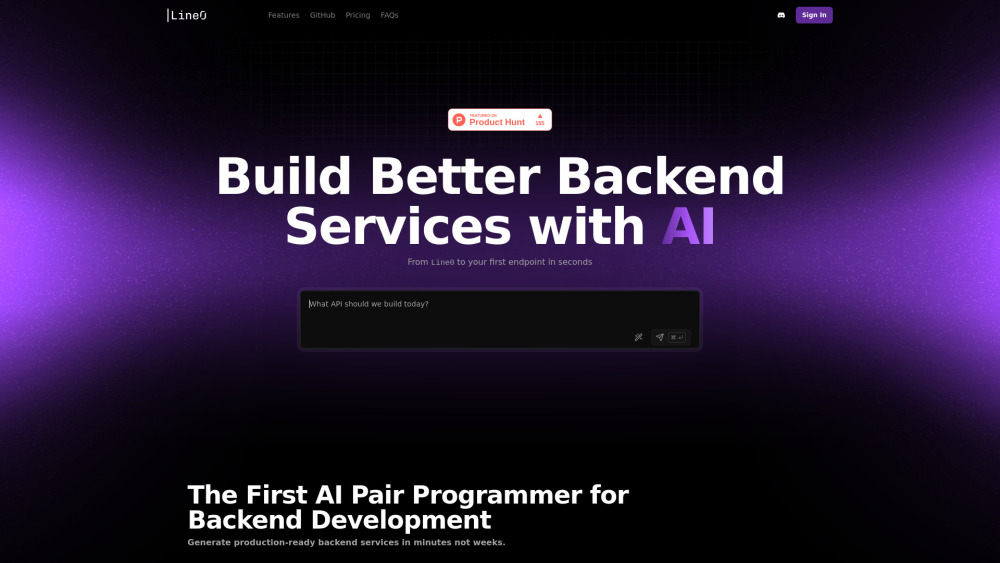 Line0: AI pair programmer for backend development, building Express.js APIs.