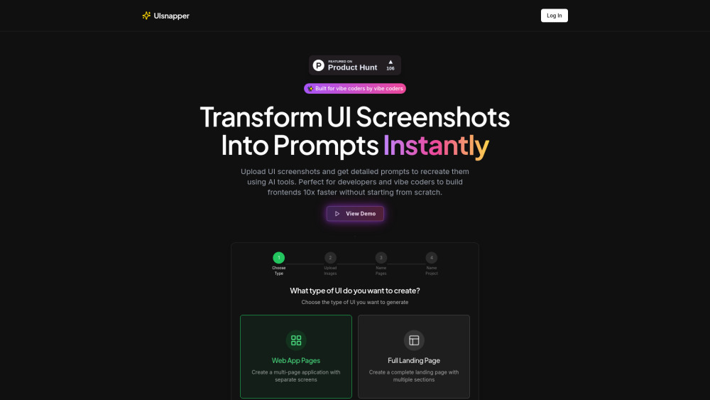 UIsnapper: Converts UI screenshots into AI prompts for fast, no-code UI cloning.