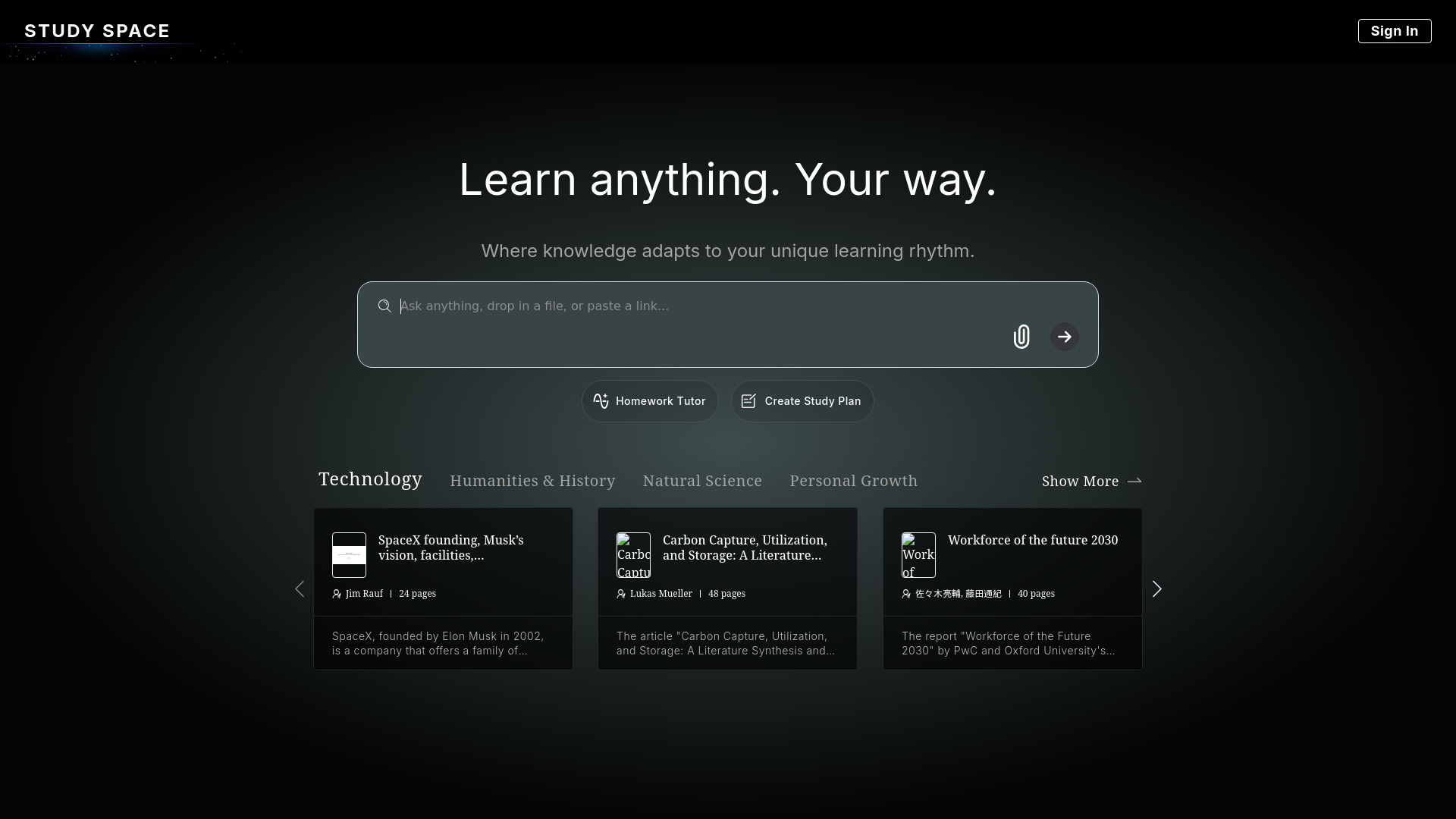 Study Space Review 2025: Features, Pricing & Alternatives | AI Tools Directory