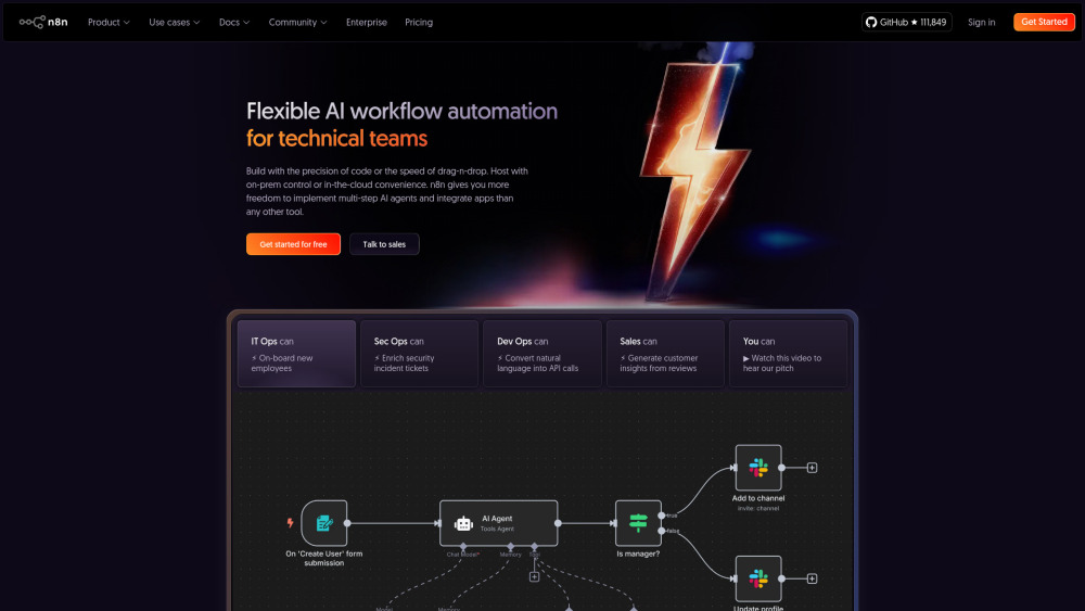 n8n: AI-powered workflow automation platform for technical teams.