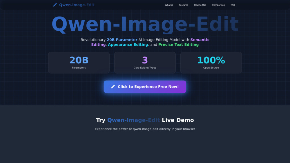 qwen-image-edit: AI-powered image editing model with semantic, appearance, and text editing.